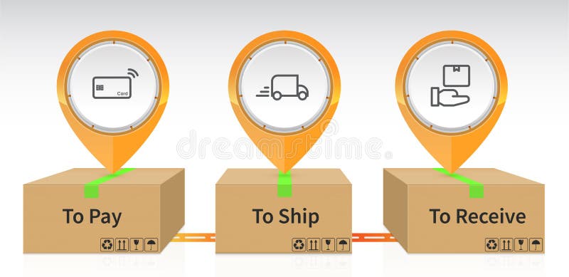 Pins Icon Drop on the Order Process Parcel Box Stock Vector ...
