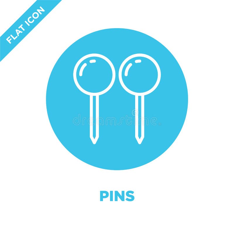 Pins Icon Vector from Stationery Collection. Thin Line Pins Outline ...