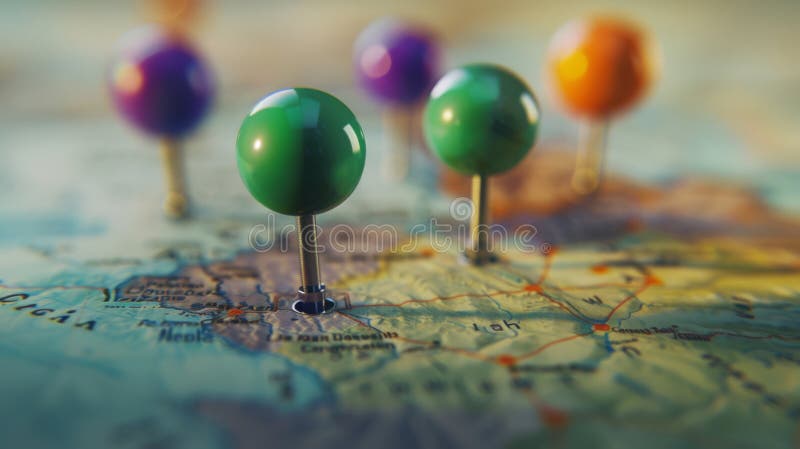 The Pins on Map.AI Generated Image Stock Image - Image of exploration ...