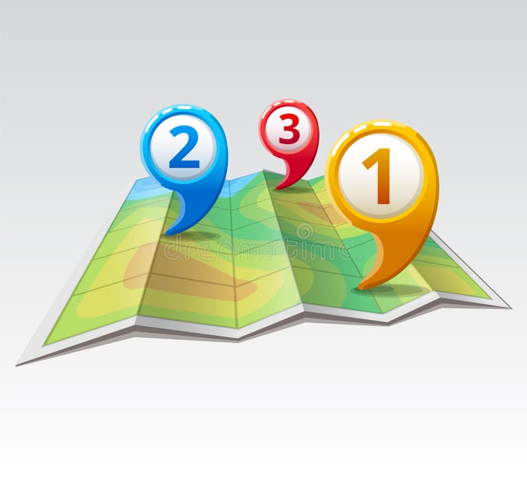 Pins on the map stock vector. Illustration of blue, badge - 30627587