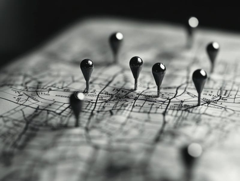 Pins on a Map stock photo. Image of trip, pins, latitude - 374183802
