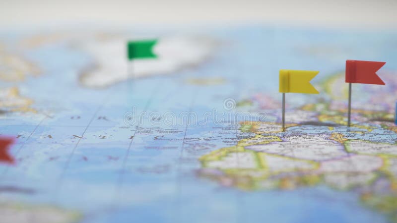 Pins Mark Cities and Towns in Countries on World Map, Mobile Network ...