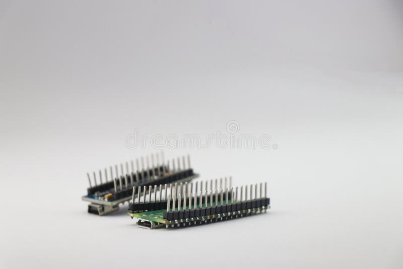 Pins of Microcontroller Board Isolated on White, Header Pins of Circuit ...
