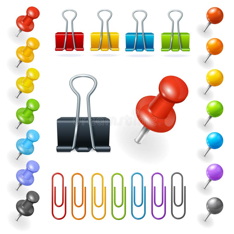 Pins and Paper Clips Collection. Vector Stock Vector - Illustration of ...