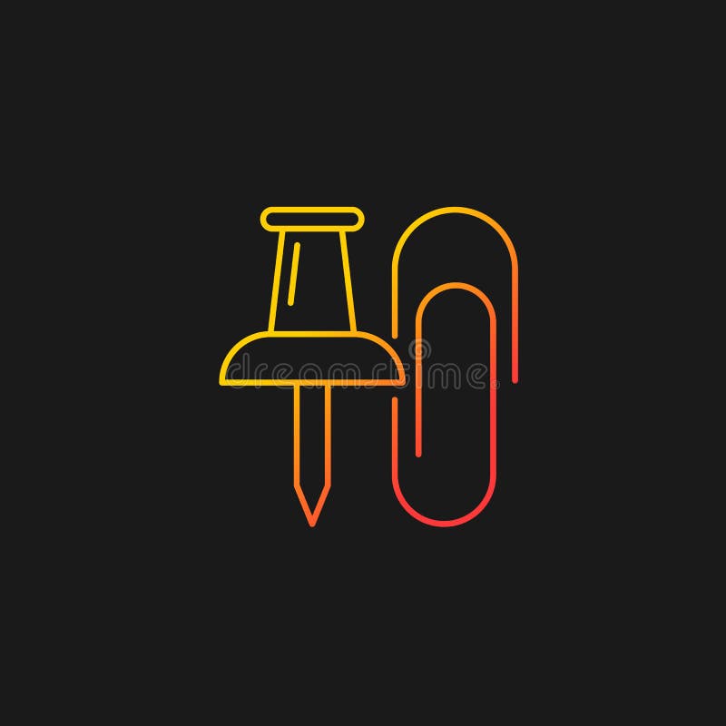 Pins and Paper Clips Gradient Vector Icon for Dark Theme Stock Vector ...