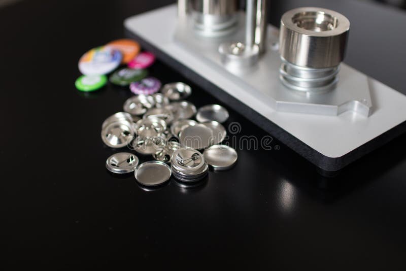 Pins press machine stock image. Image of craft, emblem - 96734381