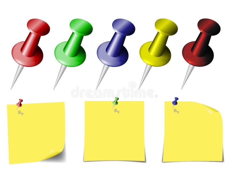 Pins and sheets for notes. stock vector. Illustration of objects - 47016413