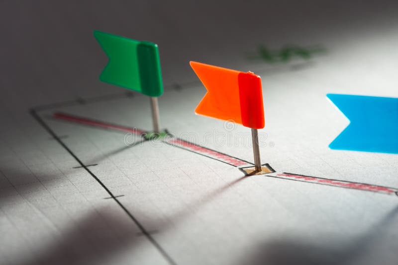 Pins on Sketched Red Arrow Points Stock Photo - Image of arrow, page ...