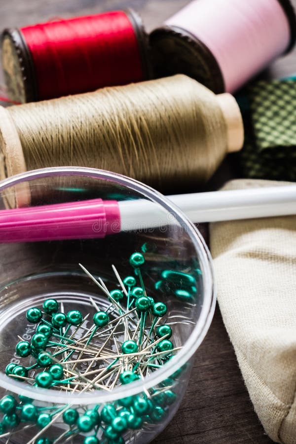 Pins and thread stock photo. Image of craftsmanship, pins - 36758174