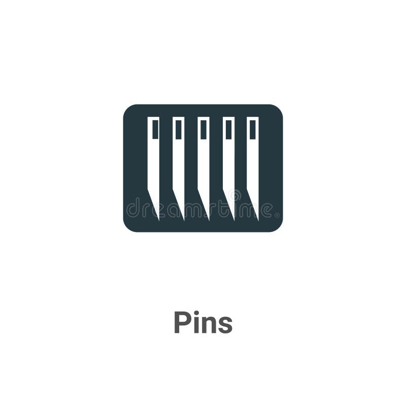 Pins Vector Icon on White Background. Flat Vector Pins Icon Symbol Sign ...