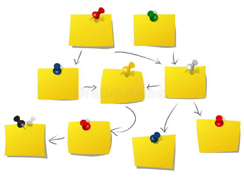 Pins Vector Yellow Blue Color Post-it Tight Attach Needle Stock Vector ...