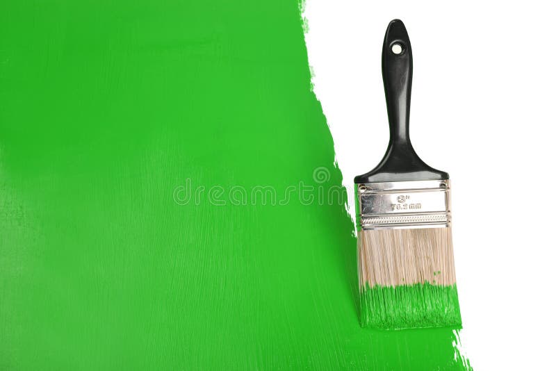 Pinsel Zum Malen Mit Blauer Farbe Auf Weißem Hintergrund. Stockbild ...