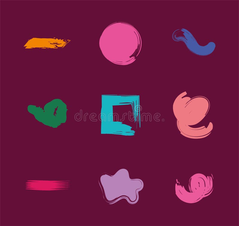 Pinsel Farben neun vektor abbildung. Illustration von farben - 215850719