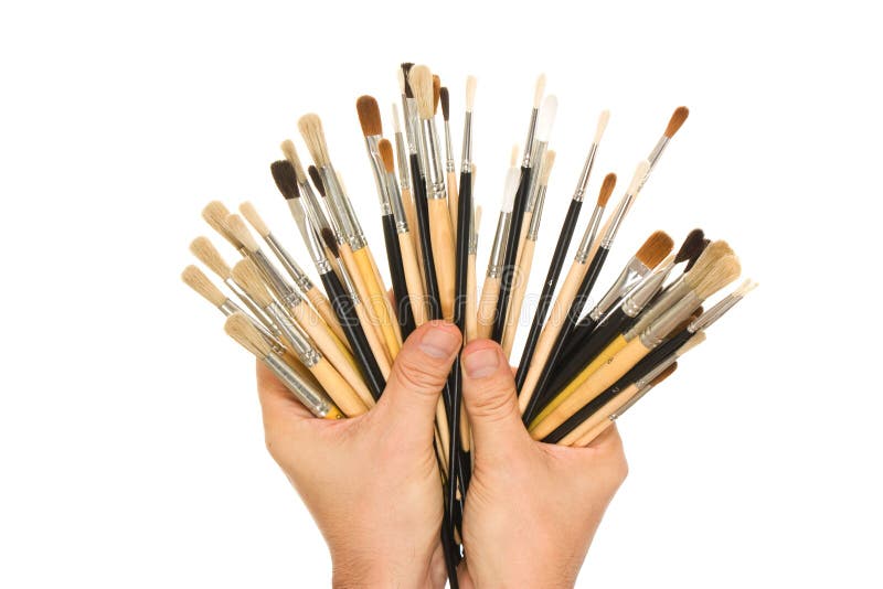 Pinsel, Zum in Der Hand Zu Zeichnen Stockbild - Bild von zeichnung ...