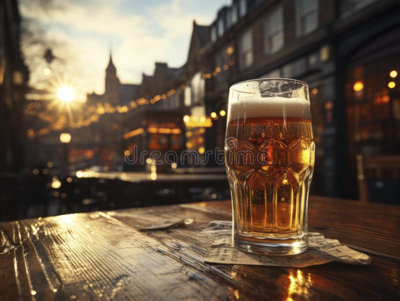 Pint of Beer on a Bar in a Traditional Style English Pub Stock ...