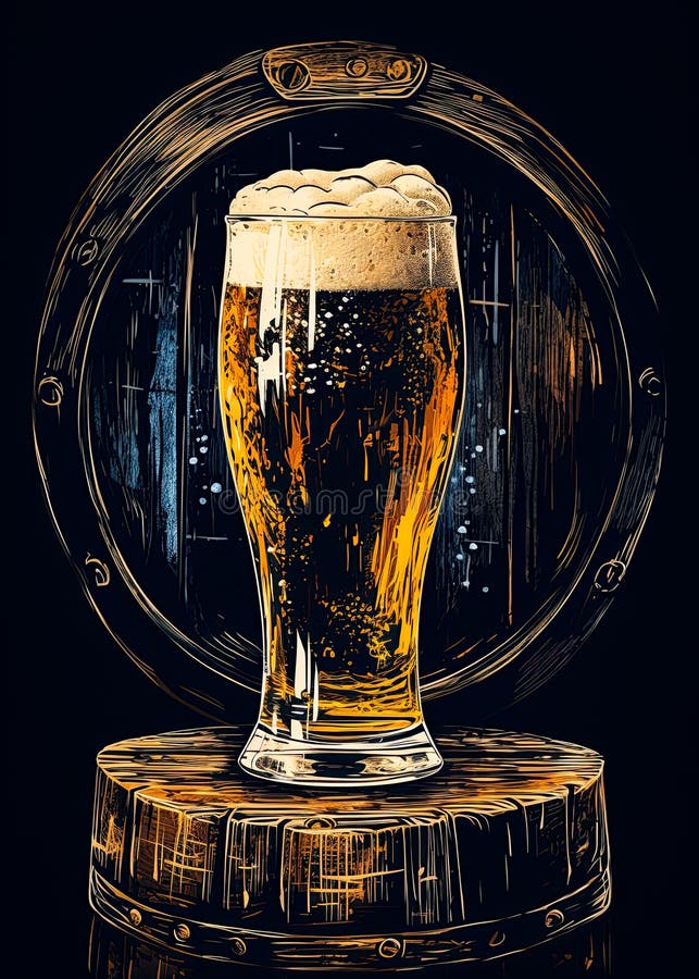 Pint of Beer in Beer Cellar. Poster Design. Generative Ai Illustration ...