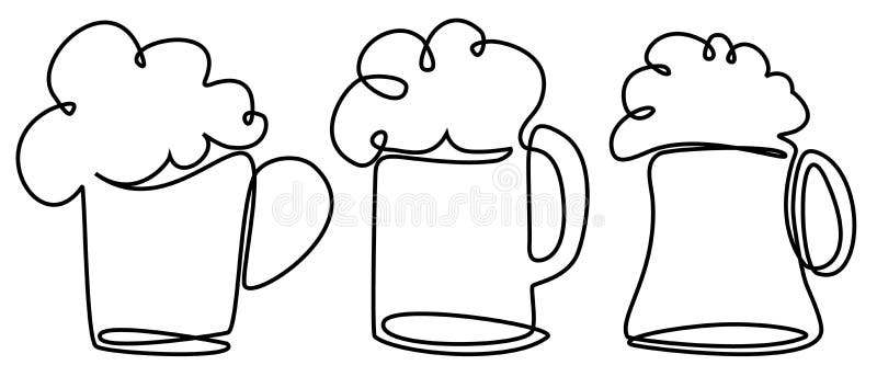 Pint of Beer One Line Drawing Stock Vector - Illustration of alcohol ...