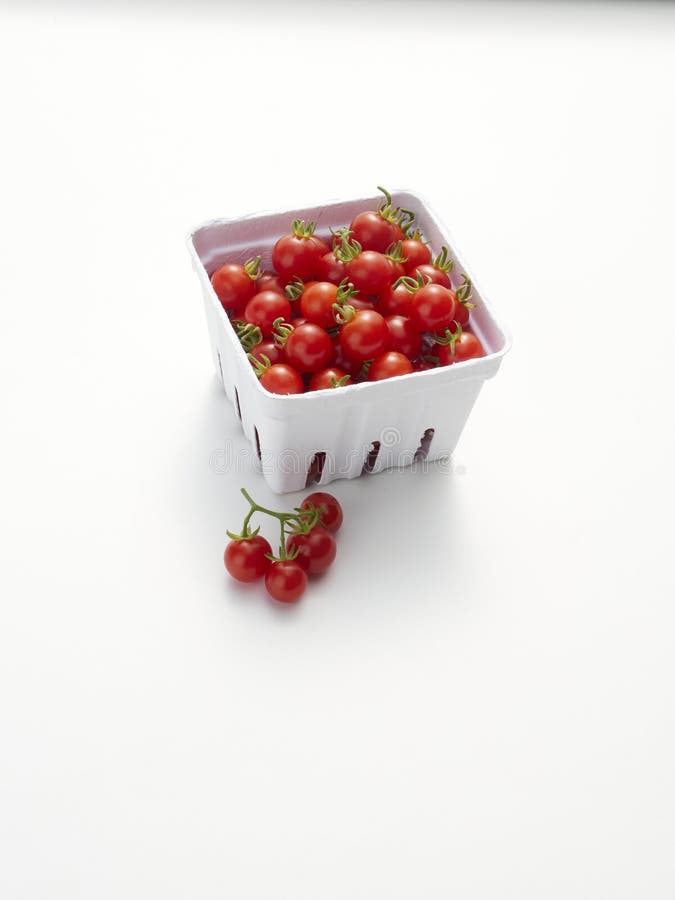 A Pint of Cherry Tomatoes on White Stock Photo - Image of wooden, white ...