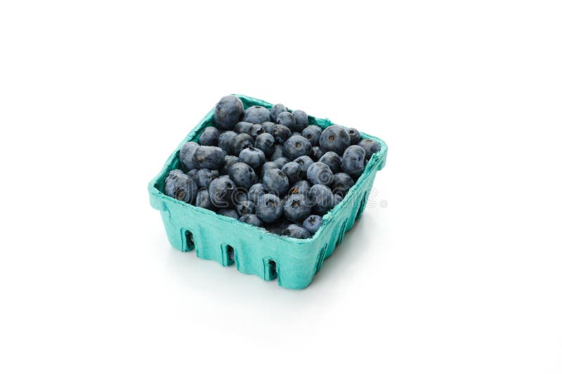 Pint Container of Blueberries on White Stock Image - Image of ...