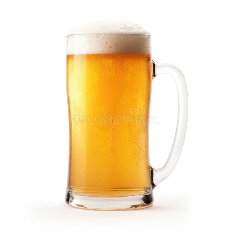 Pint of Light Beer on White Background Stock Illustration ...