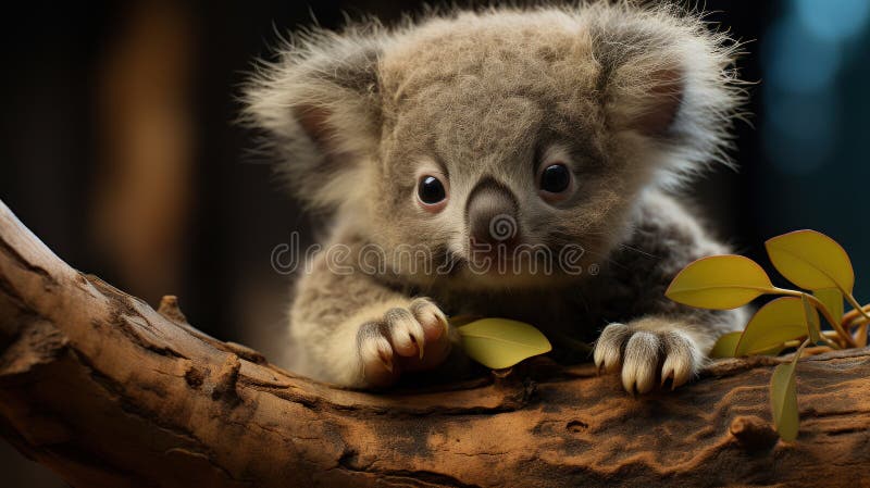 Pint-Sized Wonder: Tiny Koala Portrait Stock Image - Image of sleepy ...