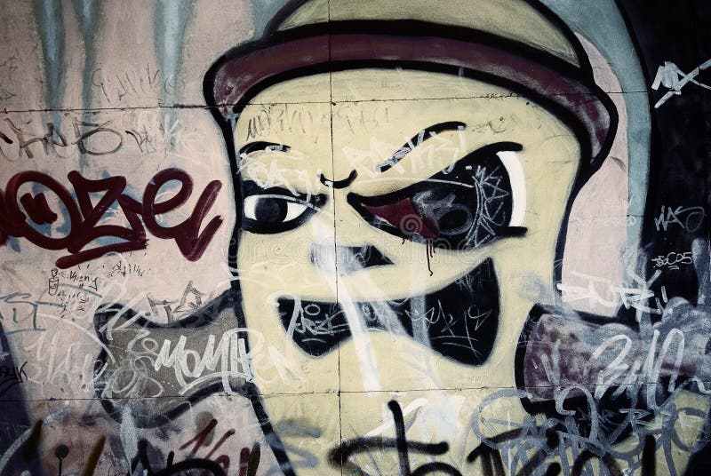 Arte Feo De La Pared De La Pintada De La Cara Imagen de archivo ...