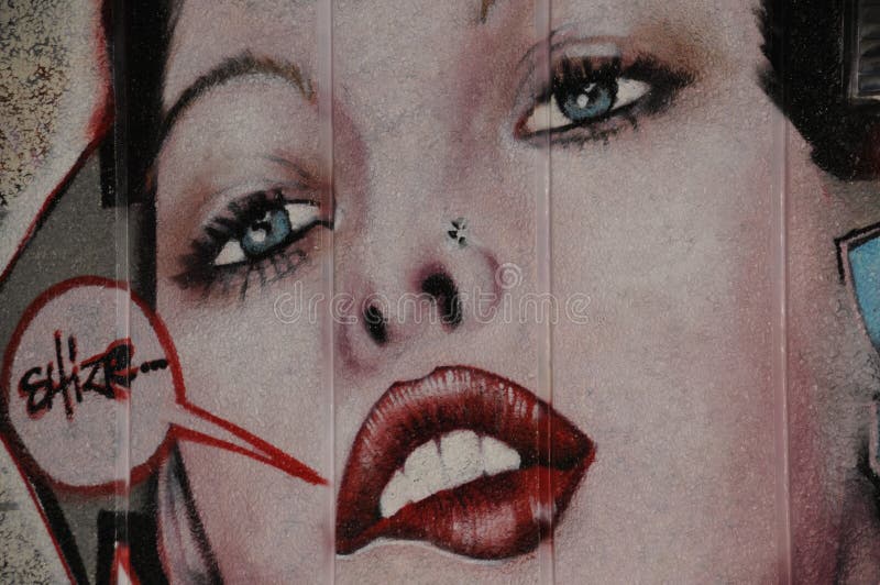 Pintada Que Representa La Cara De Una Mujer Joven Imagen editorial ...