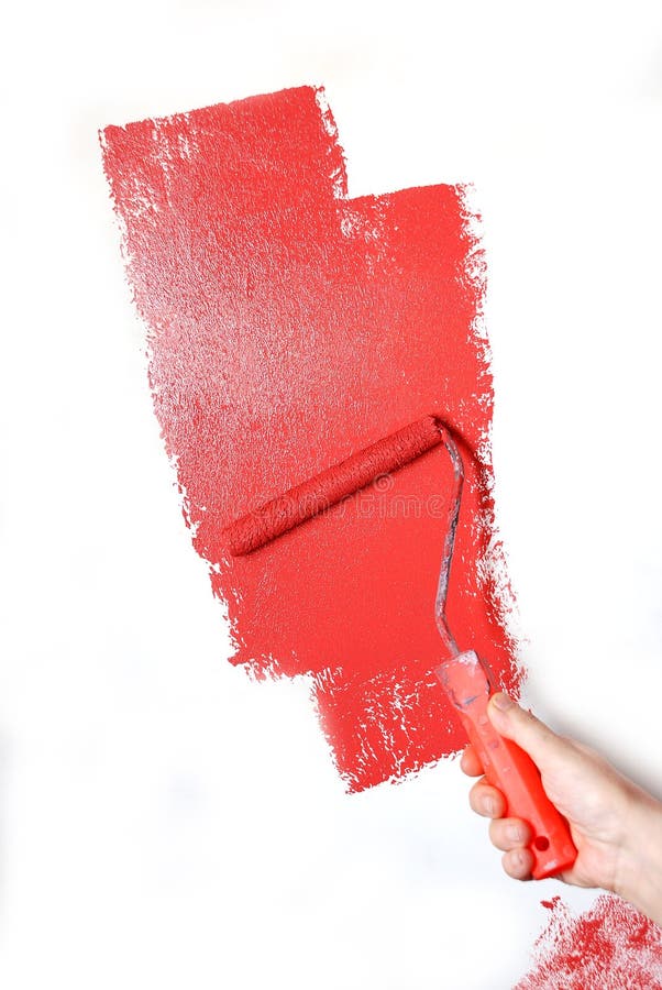 Pintando Uma Parede Com Um Rolo Foto de Stock - Imagem de arte, quarto ...
