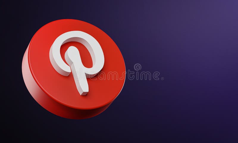 Pinterest Circle Button Icon 3D on Dark Bakcgorund. Elegant Template ...