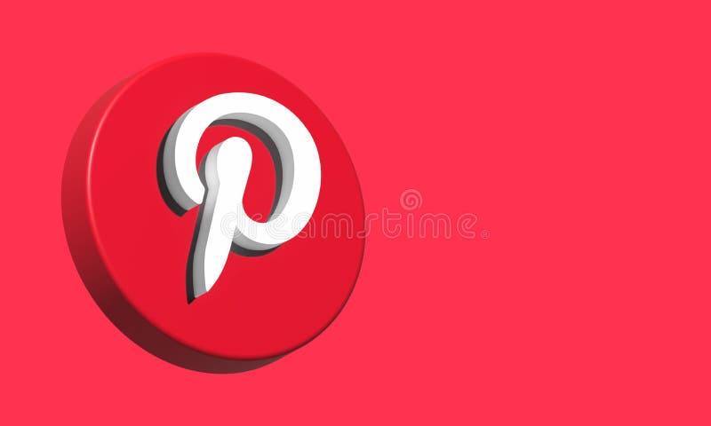 Pinterest Circle Button Icon 3D. Elegant Template Blank Space Editorial ...