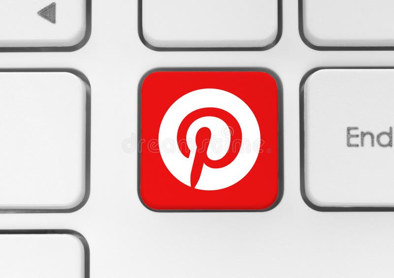 Pinterest Icon Key on White Computer Keyboard Close-up. Concept of ...