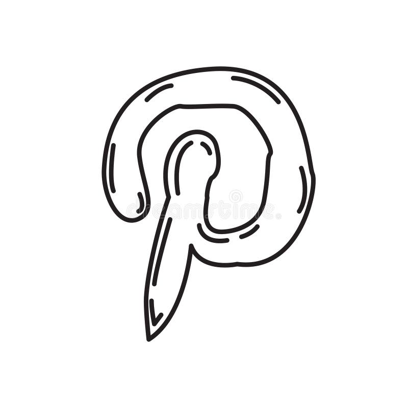 Pinterest Icon Vector. Doodle Hand Drawn or Black Outline Icon Style ...