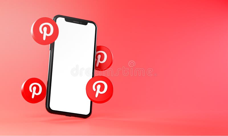Pinterest Icons Around Smartphone App Mockup 3D Editorial Photography ...