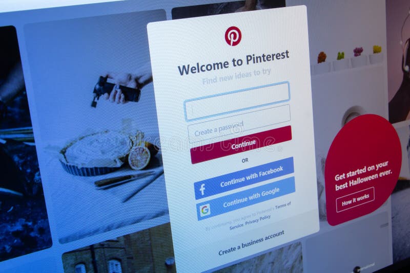 Pinterest 2 welcome screen editorial photo. Image of holding - 129922861