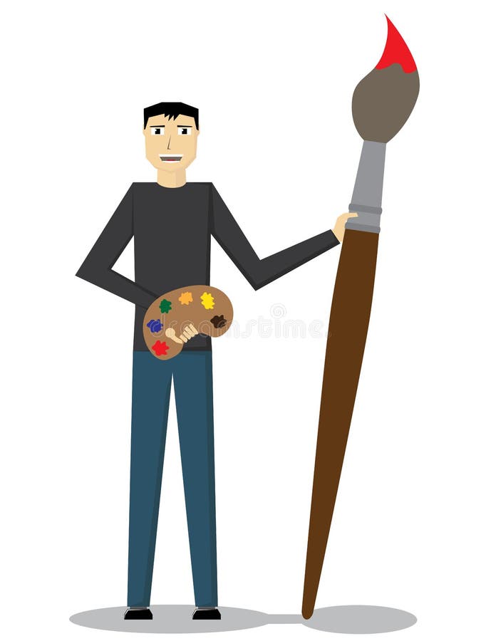 Pintor ilustración del vector. Ilustración de sonrisa - 40608983