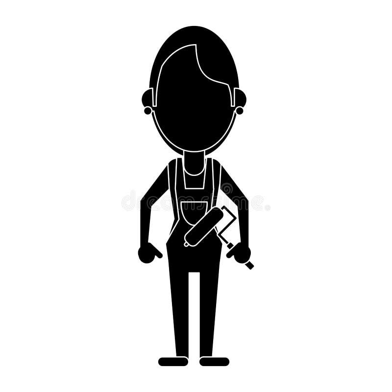 Pintor Da Mulher Com Pictograma Do Rolo Ilustração do Vetor ...