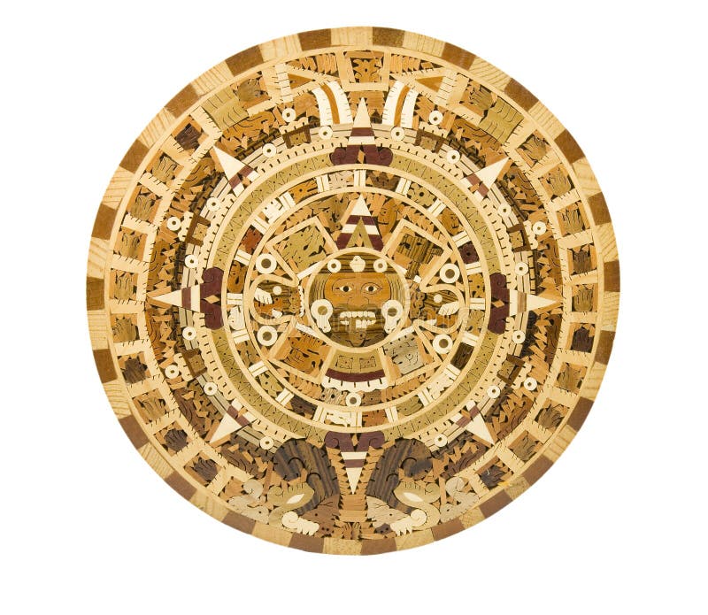 Pintura Azteca Del Calendario En Un Panel De Madera Imagen de archivo ...