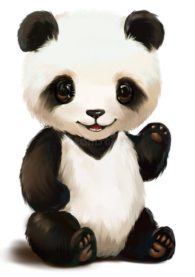 Pintura Da Aquarela Da Panda Ilustração Stock - Ilustração de desenho ...