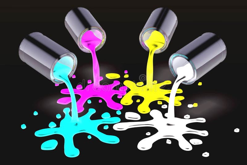 Pintura De Concepto Cmyk En Latas 3d Ilustración Stock De Ilustración Ilustración De Caos