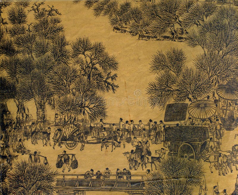 Pintura De Seda China Antigua Stock de ilustración - Ilustración de ...
