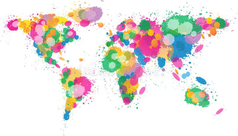 Pintura Do Mapa De Mundo Splattered Ilustração do Vetor - Ilustração de ...