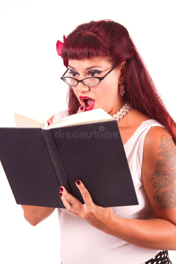 Pinup with book stock image. Image of open, earings, pearl - 25909617