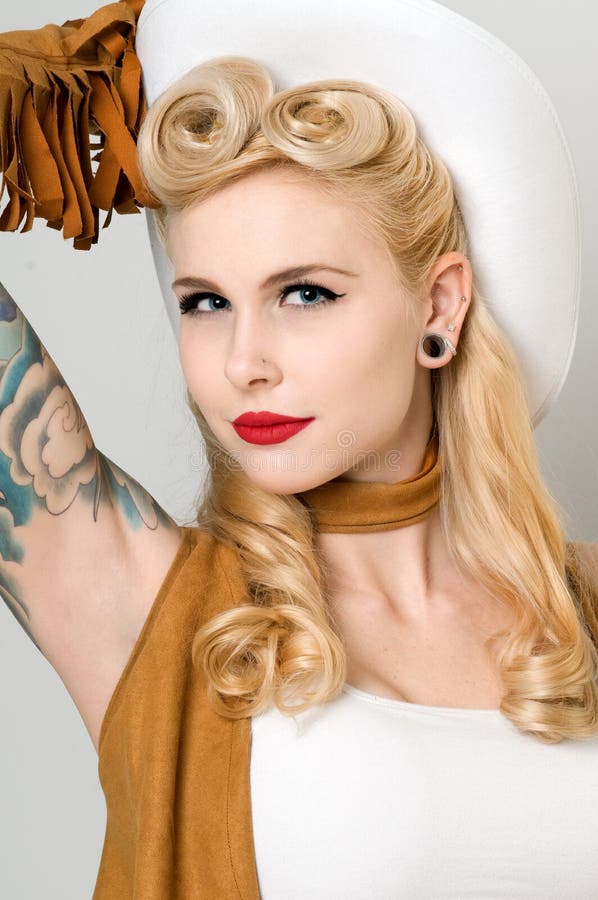 Pinup Cowgirl stock image. Image of makeup, cowboy, costume - 17358165