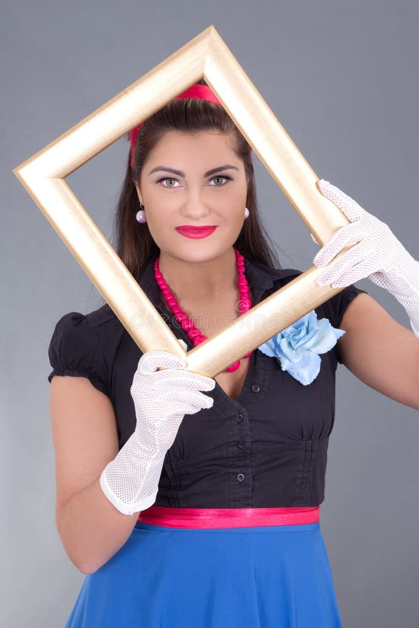 Pinup Girl with a Frame Around Her Face Stock Photo - Image of design ...