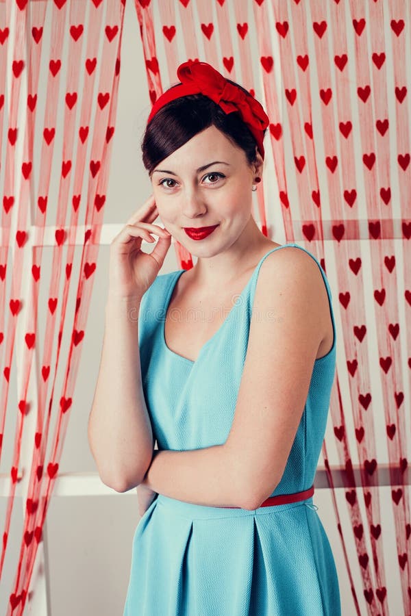 Pinup girl. stock image. Image of portrait, style, dress - 39858233