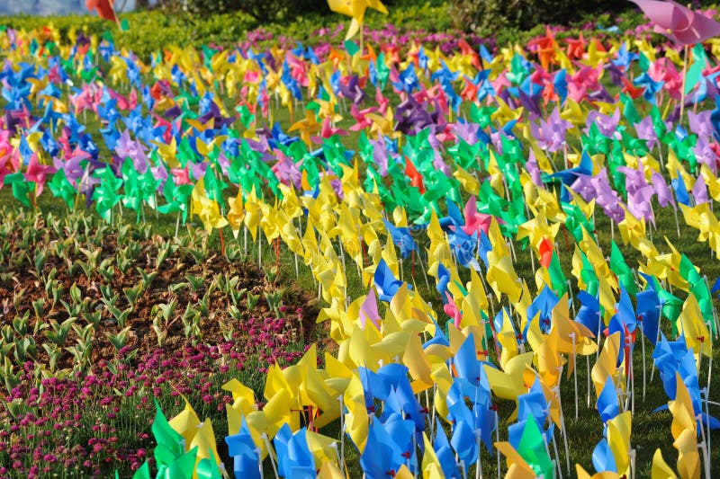 Pinwheel in the garden stock image. Image of plastic - 53255205