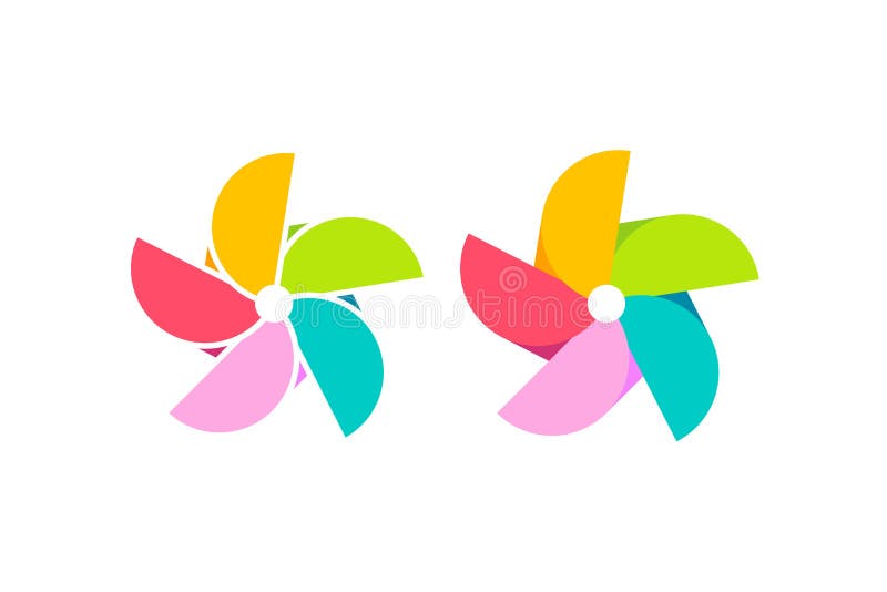 The Pinwheel Logo Flat Design Vector Illustrations. Isolated on a White ...