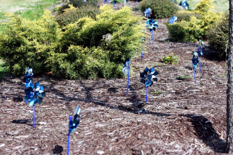 Blue pinwheels stock photo. Image of parade, blue, childhood - 13933758