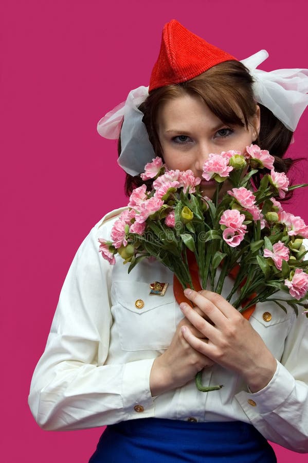 The Pioneer With Flower On A Pink Background Picture. Image: 5975687