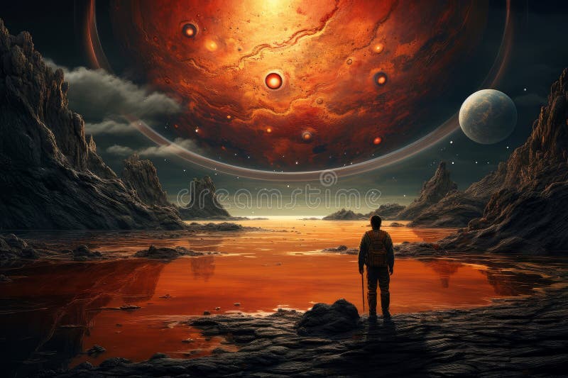 Pioneering Man Discovered New Worlds. Generate Ai Stock Illustration ...